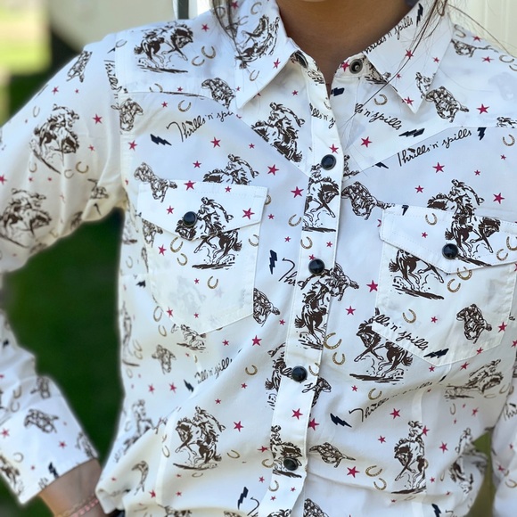 Ariat | Tops | Ariat Womens Pearl Snap Western Shirt Nwt Large | Poshmark